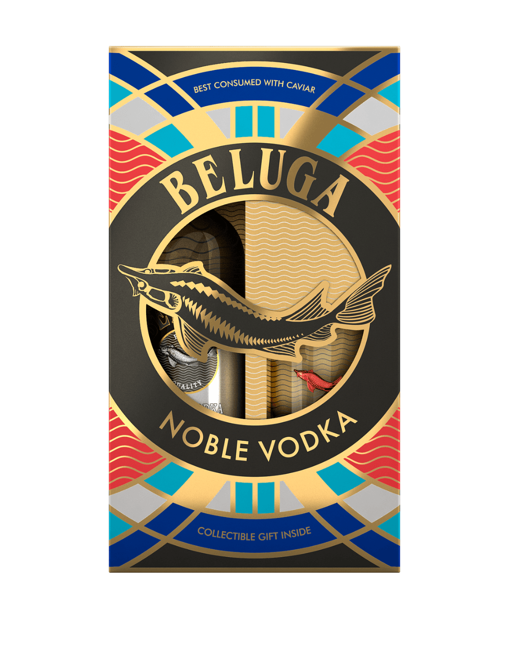 Beluga Noble Vodka and Rocks Glass With Color Fish Gift Set | ReserveBar