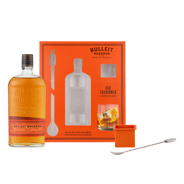 Bulleit Bourbon Whiskey With Ice Mold & Cocktail Spoon | ReserveBar